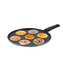 NonStick Mini Uttapam Pan Mini Pancake Maker Mini Crepe pan Idli Pan Pancake Multi-Snack Maker Aluminium Uttapam Tawa Mini Pancake Tava 7 Cavity (275mm)