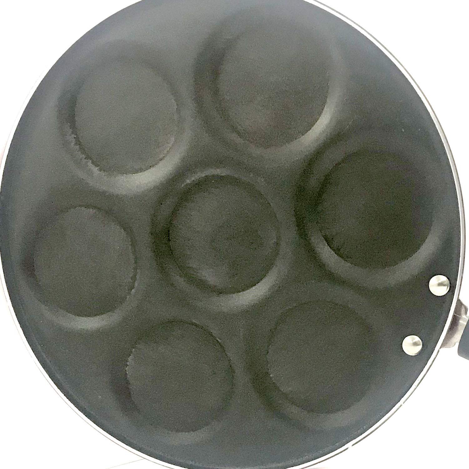 NonStick Mini Uttapam Pan Mini Pancake Maker Mini Crepe pan Idli Pan Pancake Multi-Snack Maker Aluminium Uttapam Tawa Mini Pancake Tava 7 Cavity (275mm)