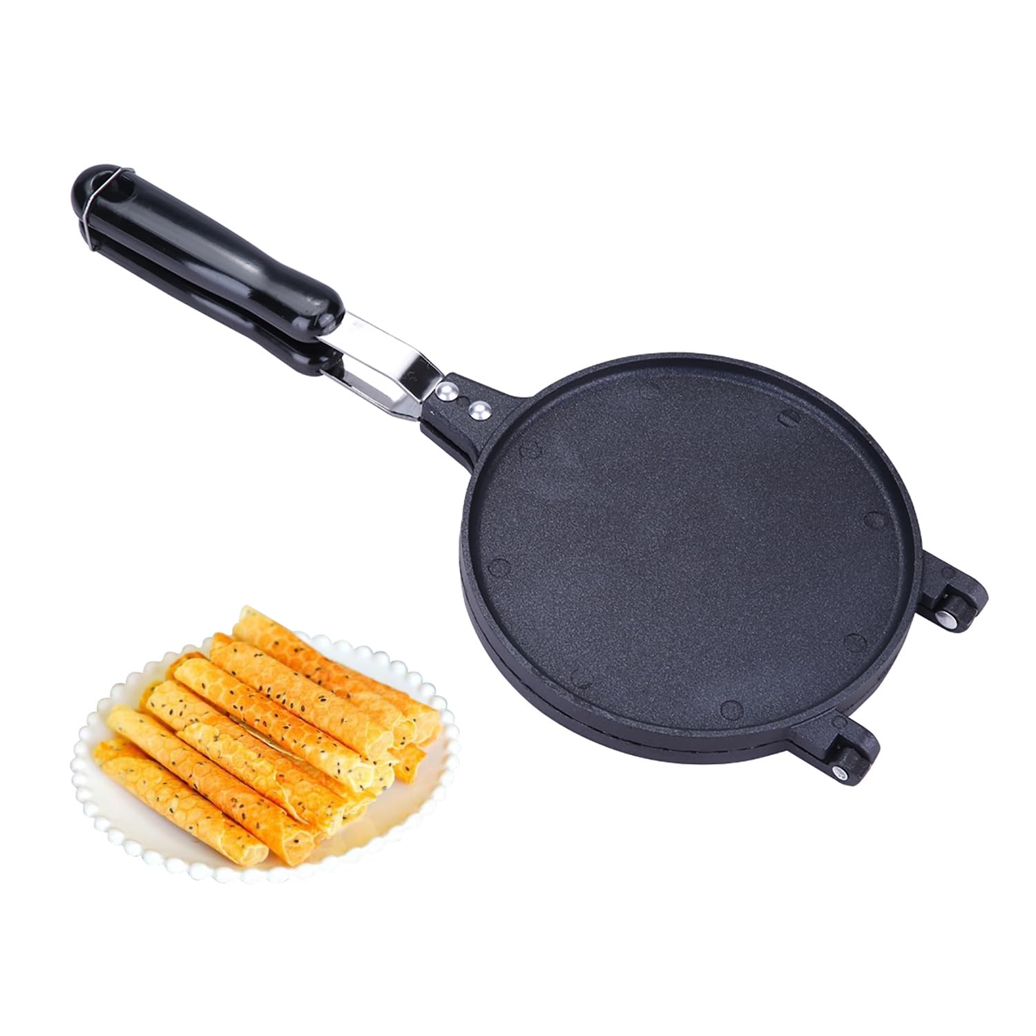 Hapivida Waffle Cone Maker, 6.7in Household Aluminum Alloy Nonstick Egg Roll Mold Ice Cream Cone Maker, Crispy Omelette Pancake Pan Kitchen Baking Cooking Tools for Household Gas Stoves