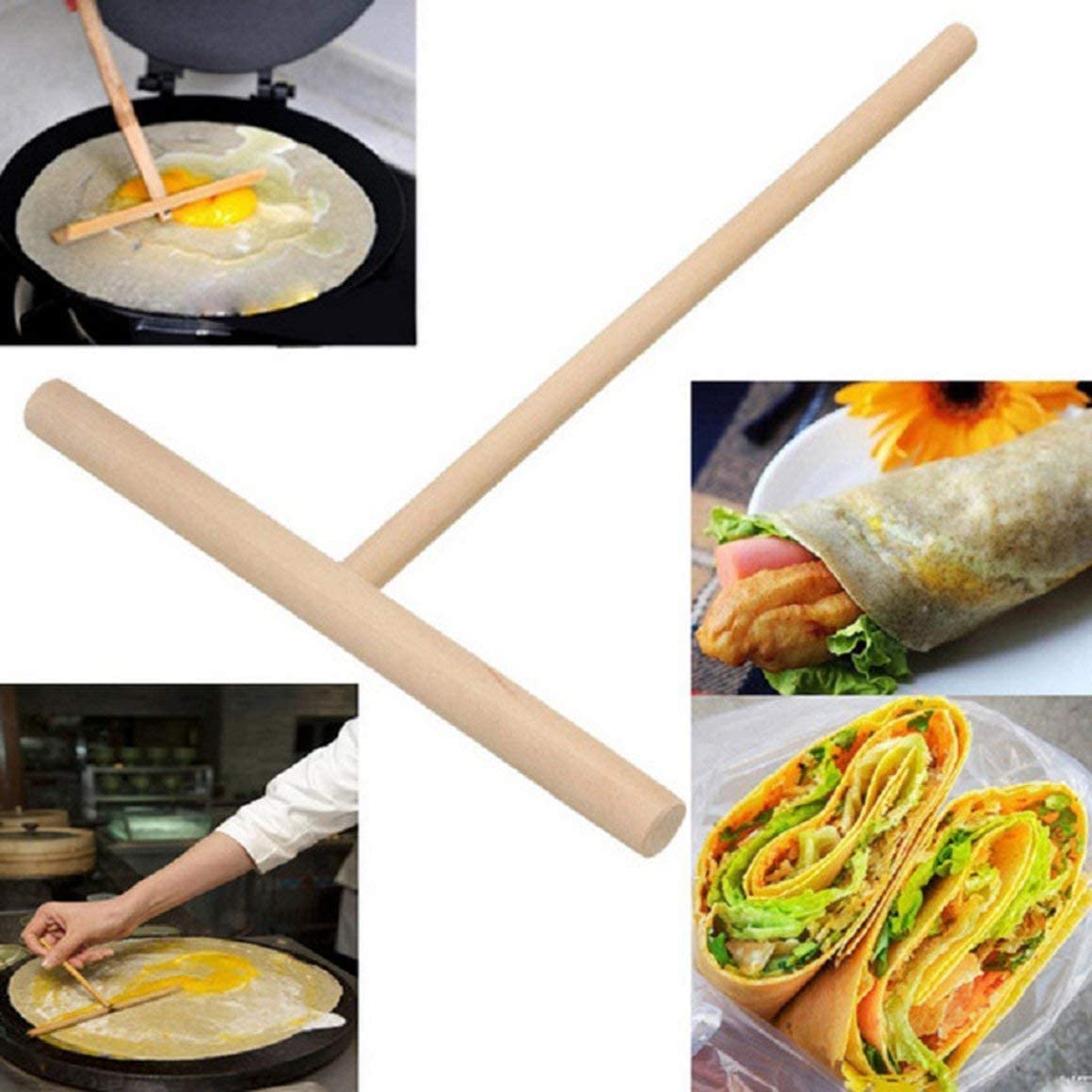 DIY Pancake Spreader Chinese Specialty Crepe Tortilla Rake Wooden Spreader Stick Crepe Maker Home Kitchen Tool