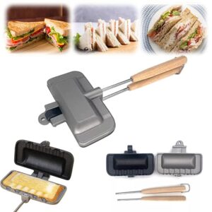 Toasted Sandwich Maker, Double-Sided Stove Top Sandwich Baking Pan Nonstick Sandwich Maker Kitchen Pie Iron Press Sandwich Maker for Breakfast Pancakes Omelets Frittatas Toast (A)