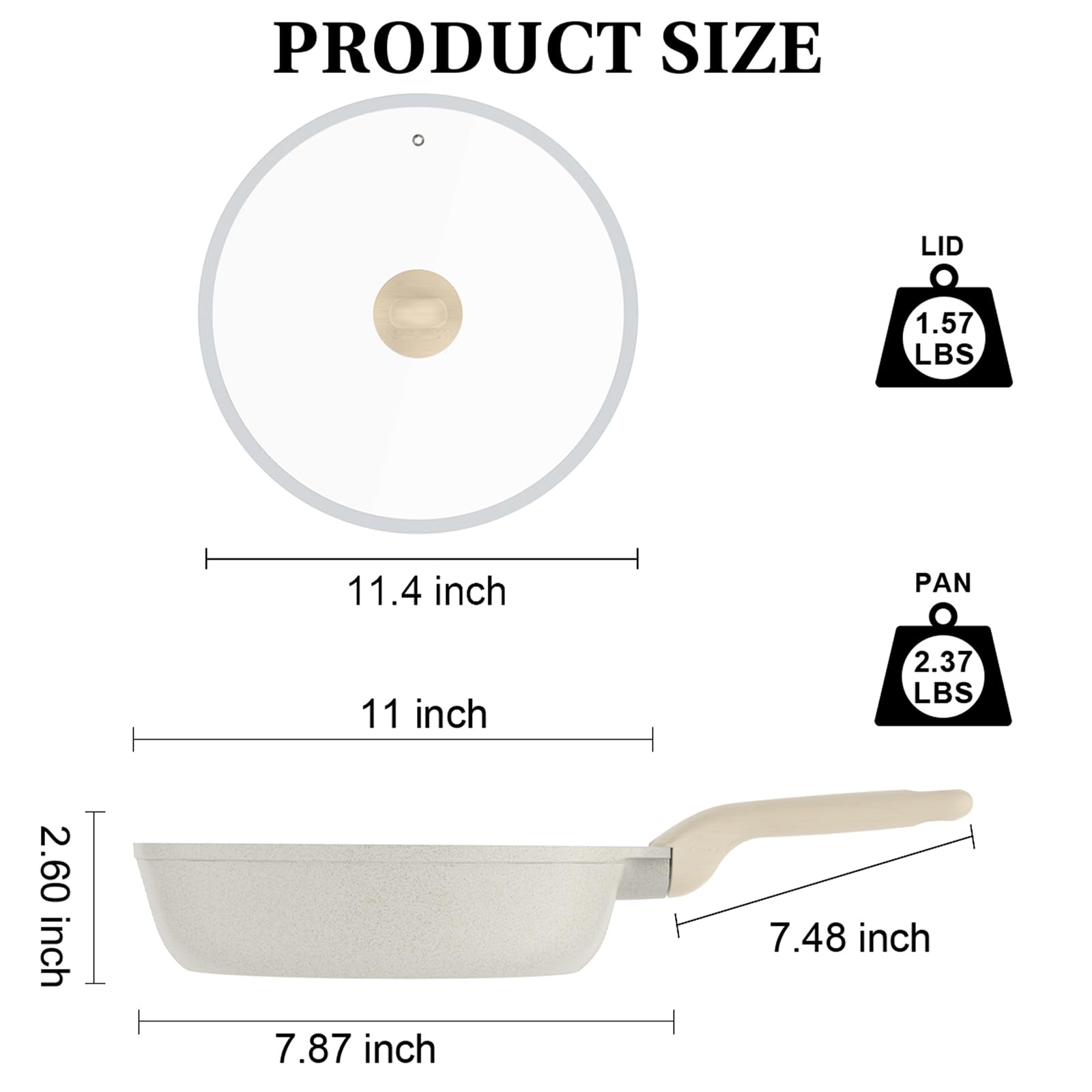 COOKER KING Nonstick Divided Pan for stove Tops, 3 Section Pan 10.6Inch Breakfast Frying Pan, PFOA Free, Compatible with All Stovetops