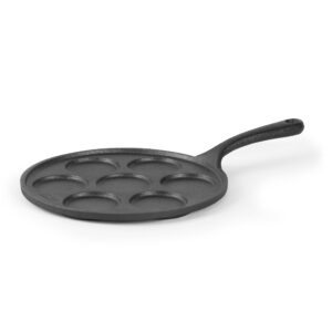 commercial chef cast iron pancake pan, silver dollar pancake griddle, easy to clean & heats evenly, makes 7 mini silver dollar pancakes