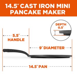 Commercial CHEF Cast Iron Pancake Pan, Silver Dollar Pancake Griddle, Easy to Clean & Heats Evenly, Makes 7 Mini Silver Dollar Pancakes