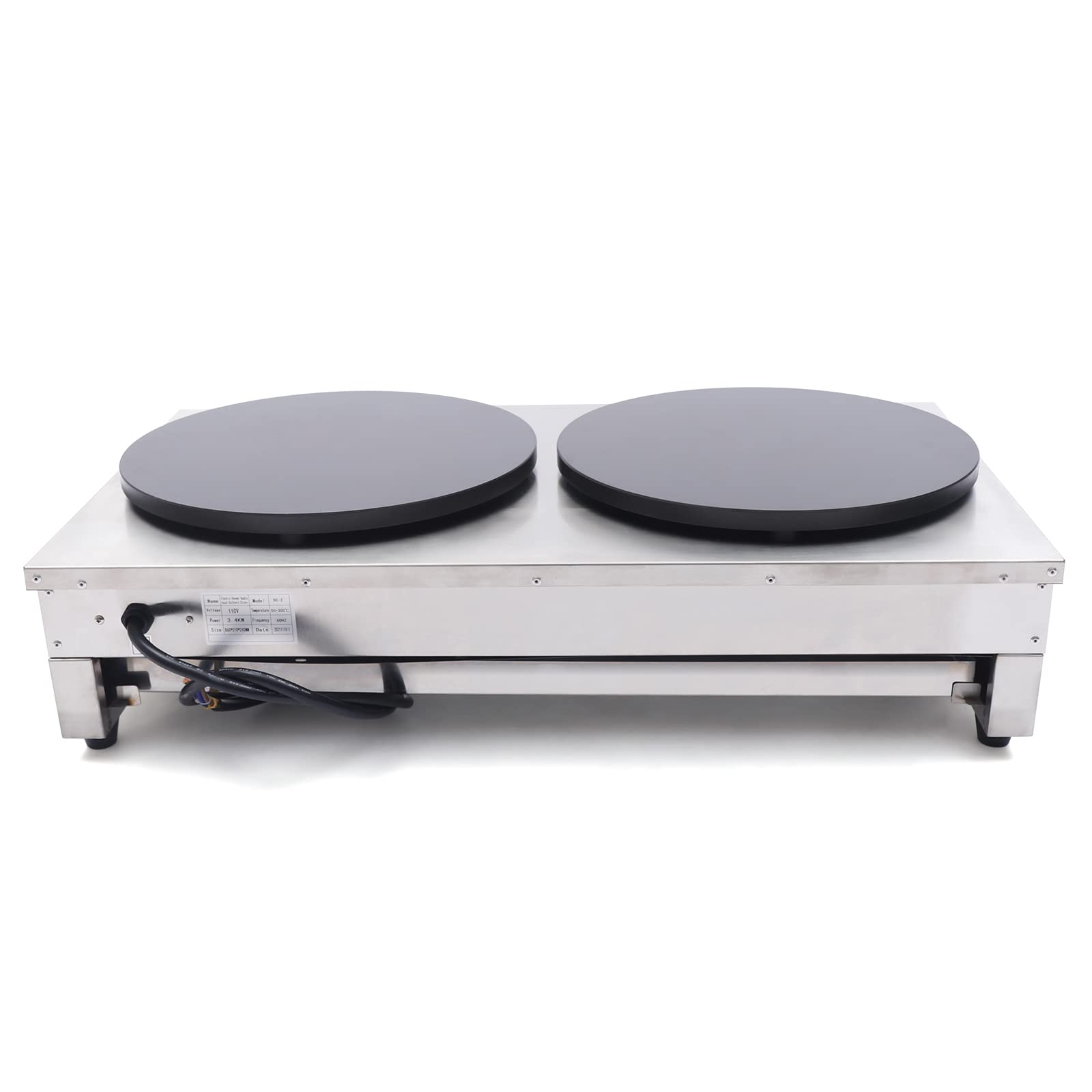 Commercial Electric Crepe Maker Machine, 2-Burner Crepe-Making Table Pancake Machine, Breakfast Griddle Hot Plate Cooktop, Pancake Maker 110V 16"