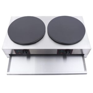 Commercial Electric Crepe Maker Machine, 2-Burner Crepe-Making Table Pancake Machine, Breakfast Griddle Hot Plate Cooktop, Pancake Maker 110V 16"