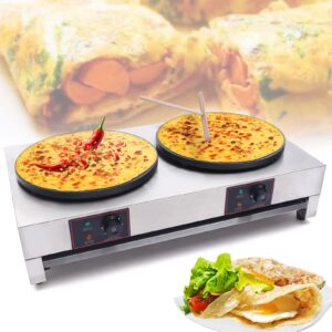 Commercial Electric Crepe Maker Machine, 2-Burner Crepe-Making Table Pancake Machine, Breakfast Griddle Hot Plate Cooktop, Pancake Maker 110V 16"