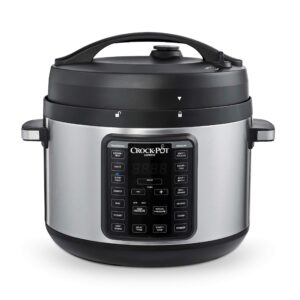 crock-pot large 10 quart express crock multi-cooker programmable pressure cooker, slow cooker and food warmer, stainless steel (2097588)