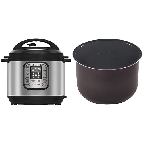 Instant Pot Duo 7-in-1 Electric Pressure Cooker, Sterilizer, Slow Cooker, Rice Cooker, Steamer, Saute, Yogurt Maker, and Warmer, 6 Quart, 14 One-Touch Programs & 6 Quart Ceramic Cooking Pot