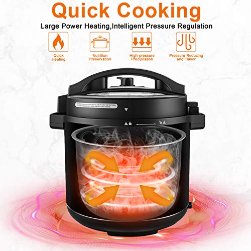 Nictemaw17-in-1 Electric Pressure Cooker, 1500W 6QT Air Fryer Electric Pressure Cooker Combo, Slow Cooker, Multi-Cooker, and More, Included Basket Rack/ Recipe Book