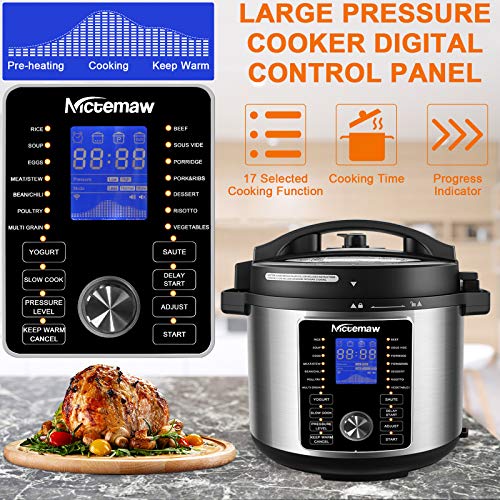 Nictemaw17-in-1 Electric Pressure Cooker, 1500W 6QT Air Fryer Electric Pressure Cooker Combo, Slow Cooker, Multi-Cooker, and More, Included Basket Rack/ Recipe Book