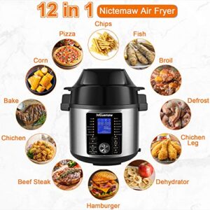 Nictemaw17-in-1 Electric Pressure Cooker, 1500W 6QT Air Fryer Electric Pressure Cooker Combo, Slow Cooker, Multi-Cooker, and More, Included Basket Rack/ Recipe Book