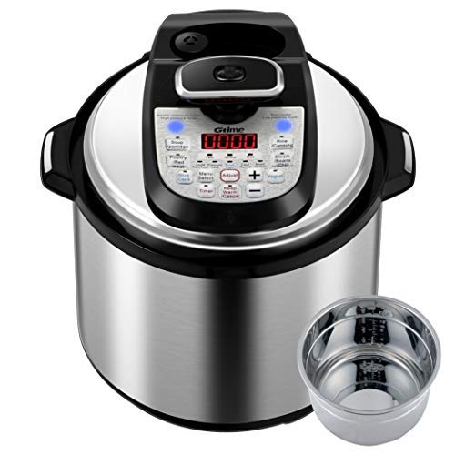 Gtime Multi-Cooker 18-in-1 Programmable Pressure Cooker 6 Quarts Rice cooker with Stainless Steel Pot, Steamer Basket, Pressure cook, Slow cook, Sauté, Yogurt, Steam