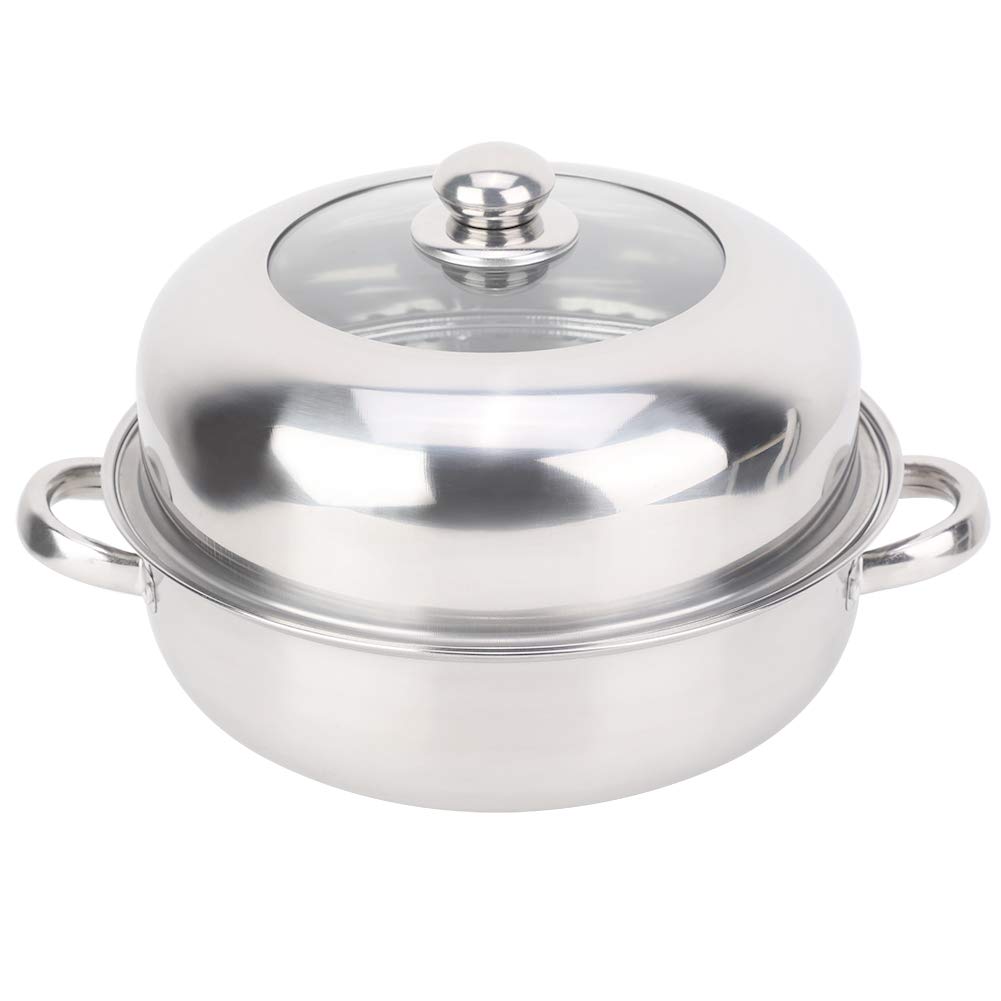 28CM stainless steel single-layer soup pot, hot pot, steamer, soup pot, new heightened steel and glass composite cover, open flame, induction cooker, infrared, electric stove heating