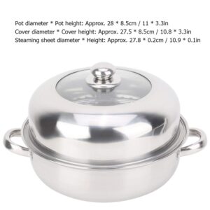 28CM stainless steel single-layer soup pot, hot pot, steamer, soup pot, new heightened steel and glass composite cover, open flame, induction cooker, infrared, electric stove heating