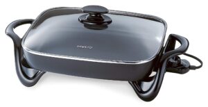 presto electric skillet 1500 w 16 in. cast aluminum, non-stick inside & out, with glass cover