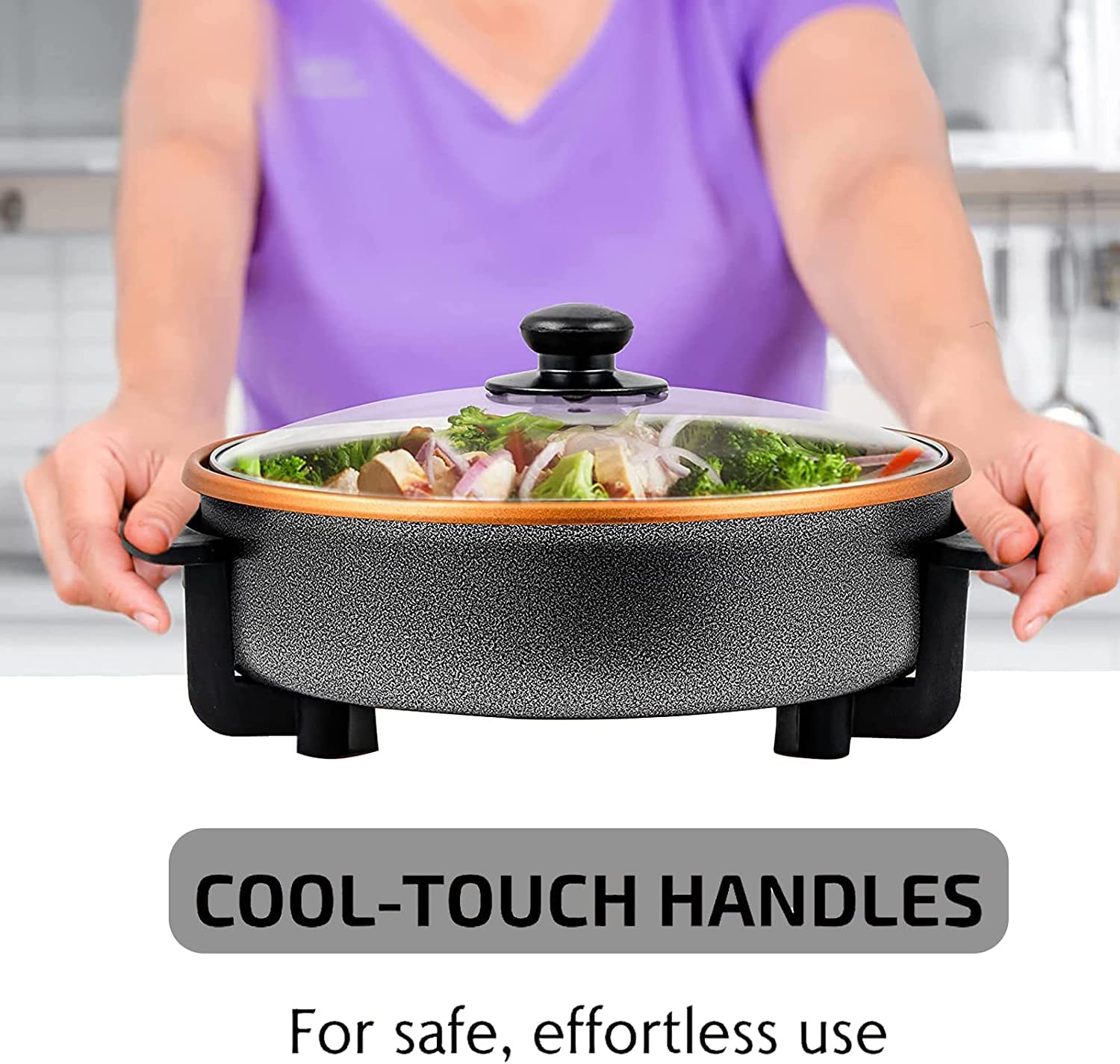 12-Inch Nonstick Electric Skillet - Family-Sized Serves 4 to 6 People