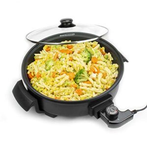 brentwood appliances sk67bk 12-inch round nonstick electric skillet with vented glass lid, one size, black