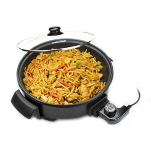 Brentwood Appliances SK67BK 12-Inch Round Nonstick Electric Skillet with Vented Glass Lid, One Size, Black