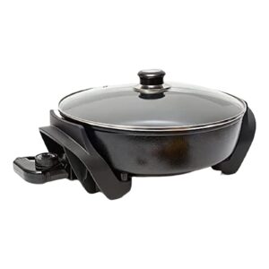 nonstick extra deep electric skillet - with lid with steam vent (12 inch)