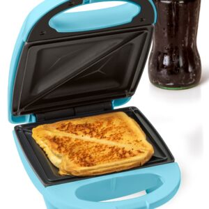 Nostalgia Coca-Cola Sandwich Maker with Beverage Cooler Bag, Non-Stick Panini Press with Lock Feature, Peace and Harmony