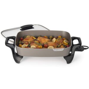 Presto Grey Ceramic 06856" Electric Skillet (16") and Presto Ceramic 22-inch 07062 Electric Griddle with removable handles, Black