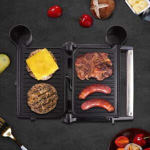 JKM Panini Press Grill, Sandwich Maker with Non-stick Plates, Opens 180 Degrees for Any Size, Indicator Lights, Electric Indoor Grill