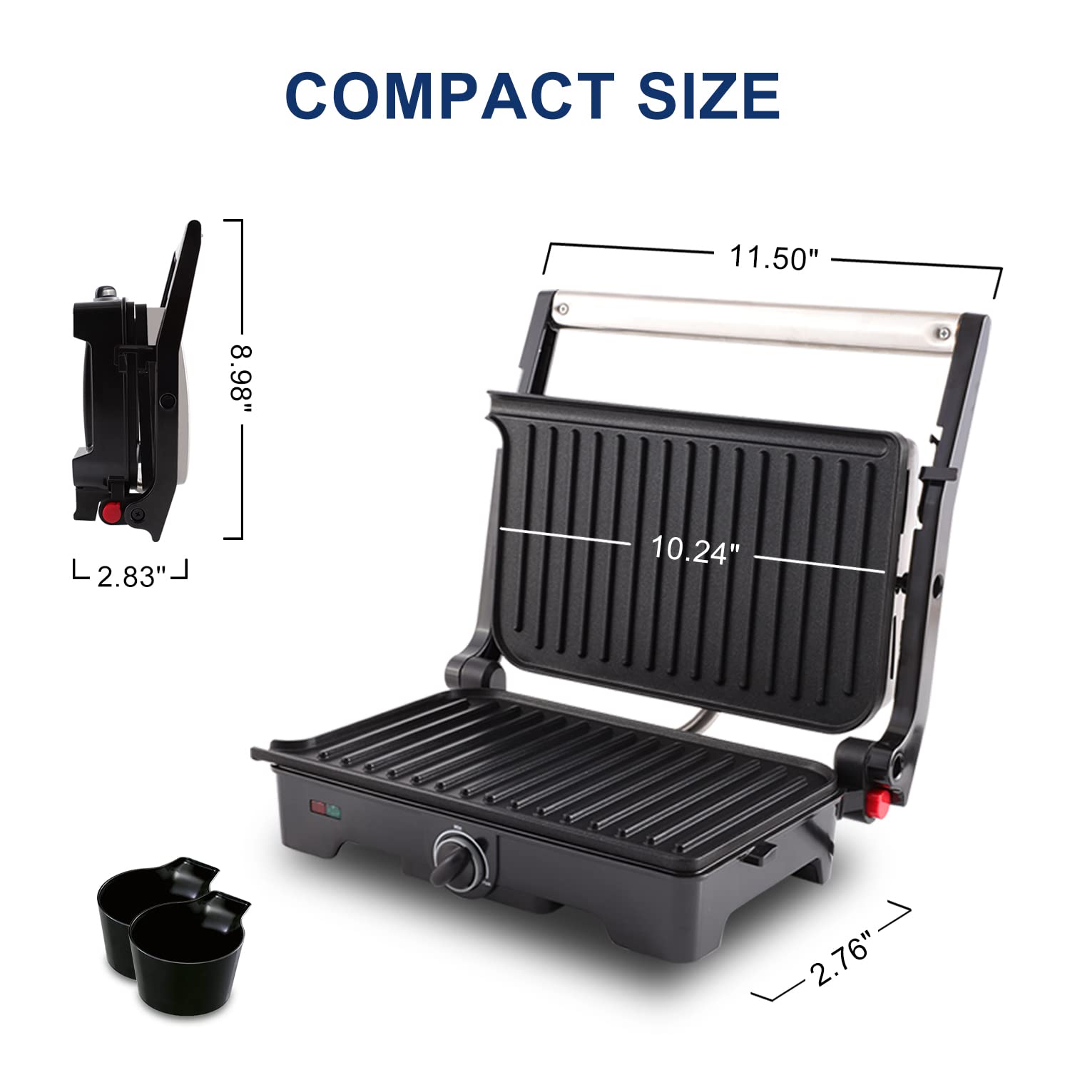 JKM Panini Press Grill, Sandwich Maker with Non-stick Plates, Opens 180 Degrees for Any Size, Indicator Lights, Electric Indoor Grill