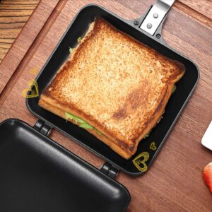 Aluminum Alloy Household Sandwich Maker Bakeware Double-Sided Non-Stick Frying Flip Square Pan Panini Maker for Breakfast Outdoor Use