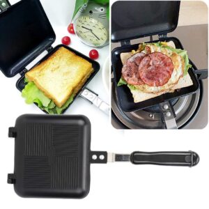 Aluminum Alloy Household Sandwich Maker Bakeware Double-Sided Non-Stick Frying Flip Square Pan Panini Maker for Breakfast Outdoor Use