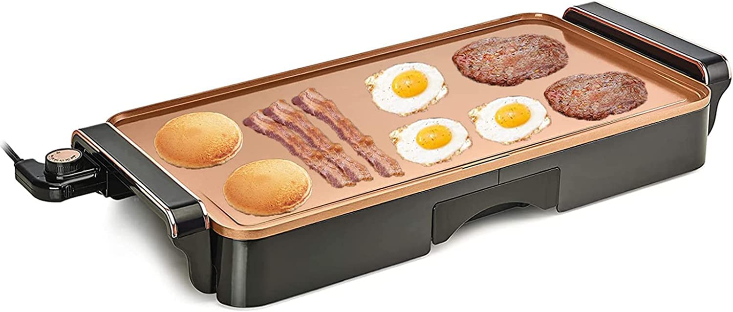 Extra-Large Nonstick Ceramic Electric Griddle - Make up to 12 Pancakes or Eggs at Once