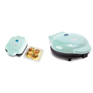 dash dbbm450gbaq08 deluxe sous vide style egg bite maker, aqua & dmg8100aq 8” express electric round griddle, aqua