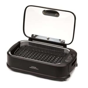 smokeless indoor electric grill with tempered lid interchangeable griddle plate open box