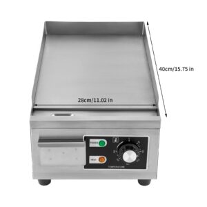 Commercial Electric Countertop Griddle BBQ Flat Top Grill Hot Plate, 1300W Adjustable Thermostatic Control