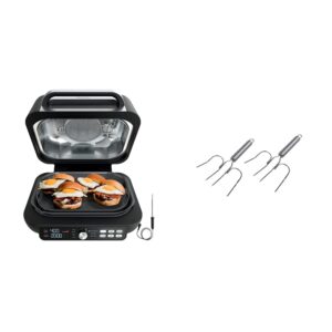 ninja ig651 foodi smart xl pro 7-in-1 indoor grill/griddle combo, black with roasting lifters, 2 piece, stainless steel