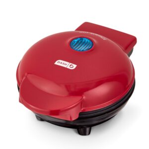 Dash DMG8100RD 8” Express Electric Round Griddle + Included Recipe Book, Red & DMS001RD Mini Maker Electric Round Griddle + Included Recipe Book, Red