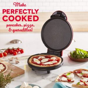 Dash DMG8100RD 8” Express Electric Round Griddle + Included Recipe Book, Red & DMS001RD Mini Maker Electric Round Griddle + Included Recipe Book, Red