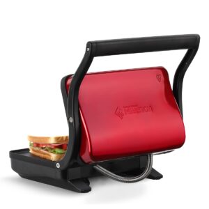 holstein housewares electric griddle for toasting sandwiches, various snacks - metallic red