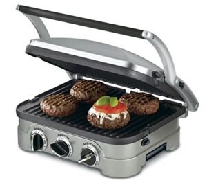 cuisinart gr-4n 5-in-1 griddler, silver, black dials (renewed)