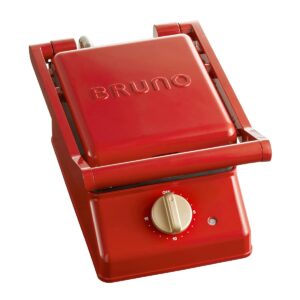 BRUNO single sandwich maker waffle maker panini press BOE083 120V nonstick changeable plate easy fashion easy cook (Red)