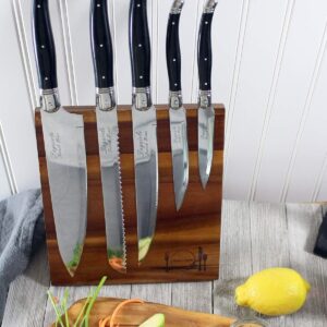 French Home, LLC 5 Piece Laguiole Kitchen Knife Set, Black