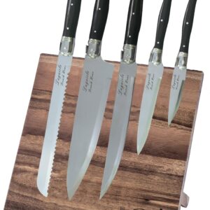 French Home, LLC 5 Piece Laguiole Kitchen Knife Set, Black