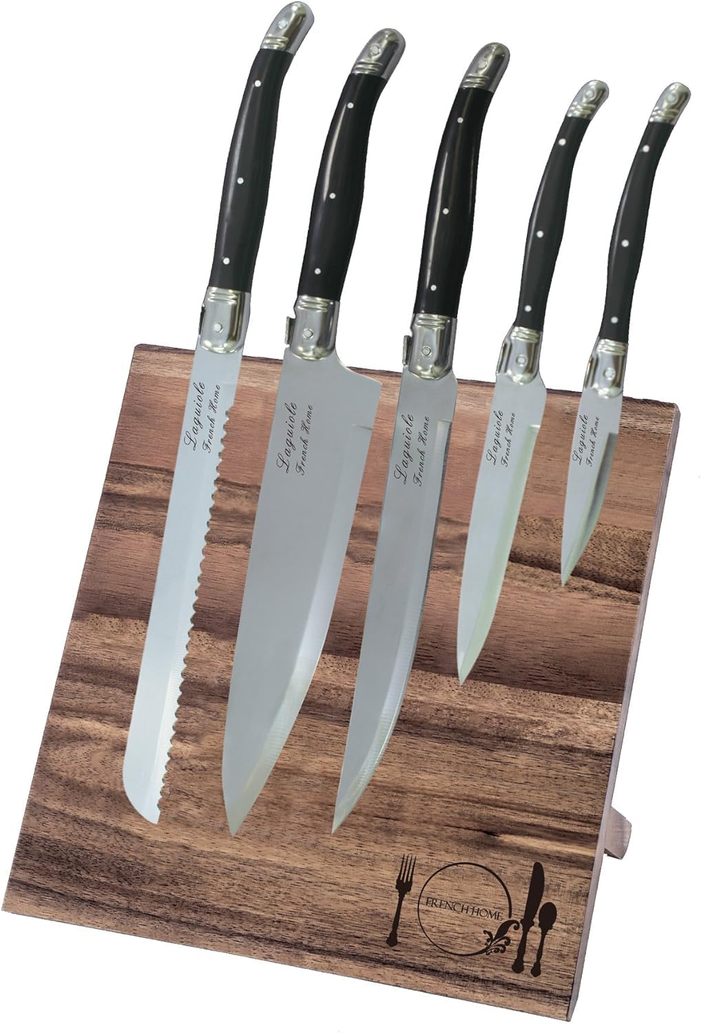 French Home, LLC 5 Piece Laguiole Kitchen Knife Set, Black