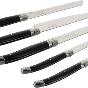 French Home, LLC 5 Piece Laguiole Kitchen Knife Set, Black