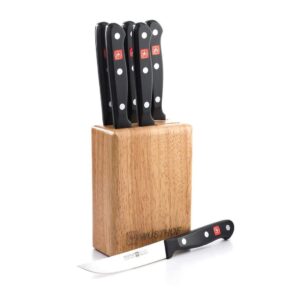 wusthof gourmet 7-piece steak-knife set with wooden block