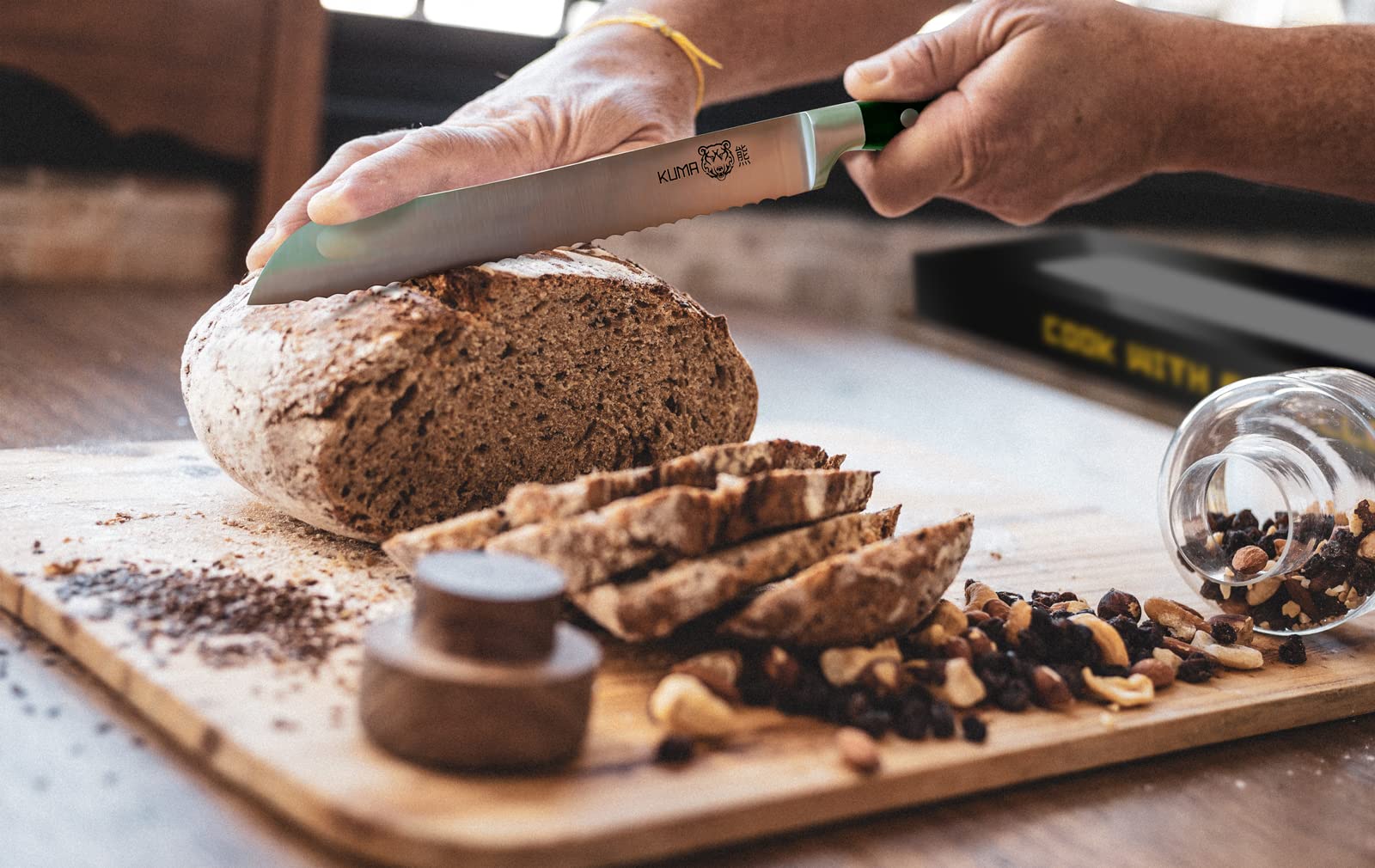 KUMA Bread Knife 10 Inch - Cut Without Ruining Loaf - Flexible Fine Serrated Blade For Real Slicing - Handles All Crusts And Gives Perfect Slices Every Time - Razor Sharp Professional Kitchen Knife