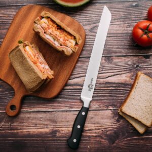 KUMA Bread Knife 10 Inch - Cut Without Ruining Loaf - Flexible Fine Serrated Blade For Real Slicing - Handles All Crusts And Gives Perfect Slices Every Time - Razor Sharp Professional Kitchen Knife