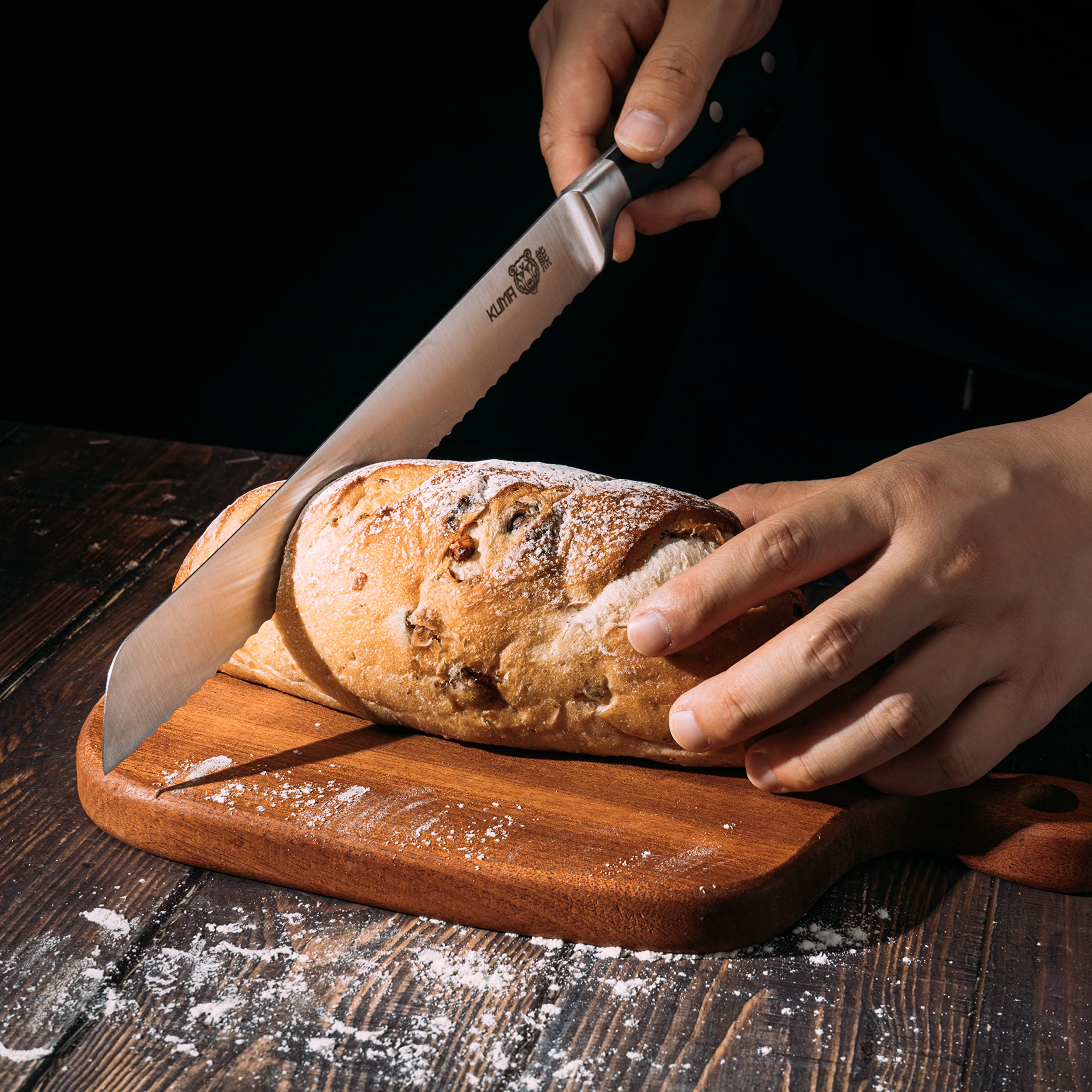 KUMA Bread Knife 10 Inch - Cut Without Ruining Loaf - Flexible Fine Serrated Blade For Real Slicing - Handles All Crusts And Gives Perfect Slices Every Time - Razor Sharp Professional Kitchen Knife