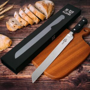 KUMA Bread Knife 10 Inch - Cut Without Ruining Loaf - Flexible Fine Serrated Blade For Real Slicing - Handles All Crusts And Gives Perfect Slices Every Time - Razor Sharp Professional Kitchen Knife