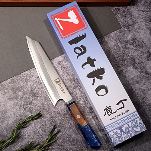 Zlatko Chef Knife, Japanese Chef Knife, 8 Inch Hand Forged Kiritsuke Chef Knife, 440C High Carbon Stainless Steel Ultra Sharp Chef's Knife With Gift Box (Maple & Resin Handle)